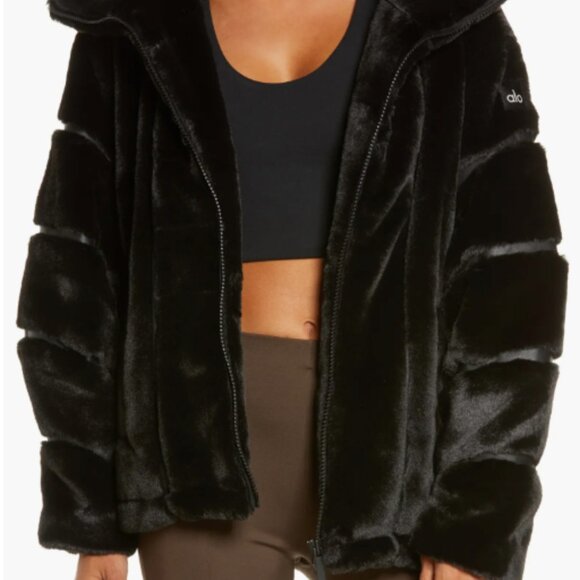 ALO Yoga | Jackets & Coats | Alo Yoga Rare Knockout Faux Fur Hooded ...